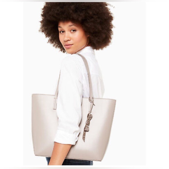 kate spade | Bags | Kate Spade Karla Cityscape Gray Smooth Leather Tote ...